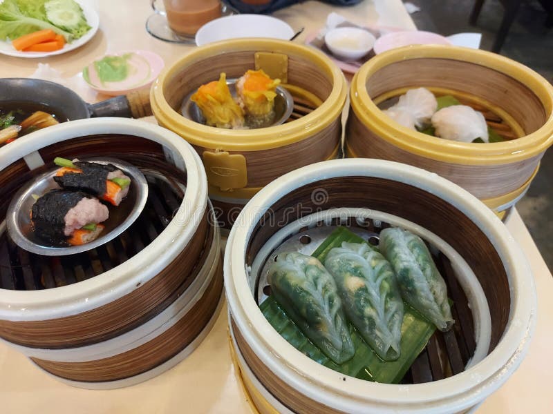 Close-up Shot of the Traditional Chinese Famous Dim Sum Sets on the ...