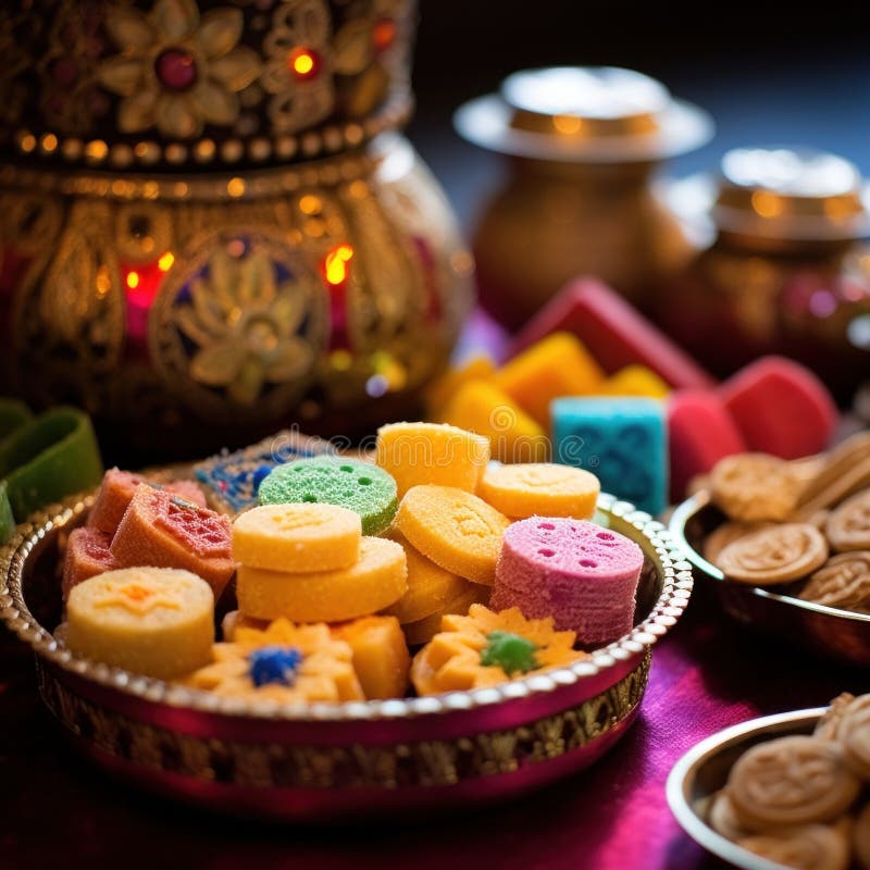 A Close-up Shot of Traditional Holi Sweets and Snacks Stock Image ...