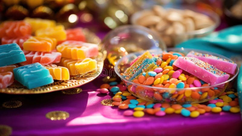 A Close-up Shot of Traditional Holi Sweets and Snacks Stock Image ...