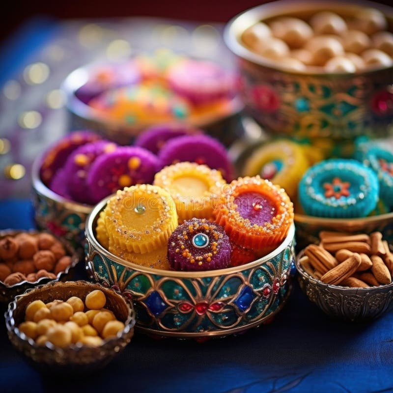 A Close-up Shot of Traditional Holi Sweets and Snacks Stock Image ...