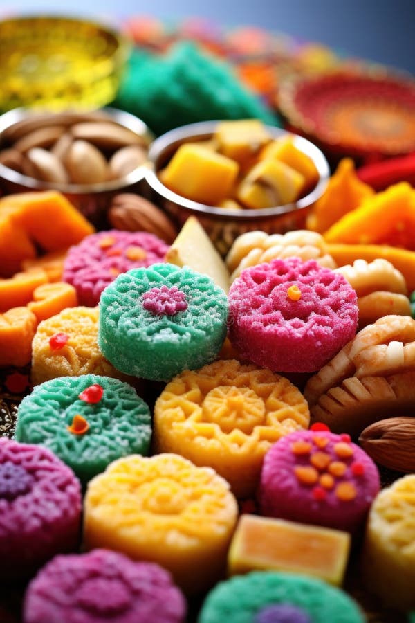 A Close-up Shot of Traditional Holi Sweets and Snacks Stock Image ...