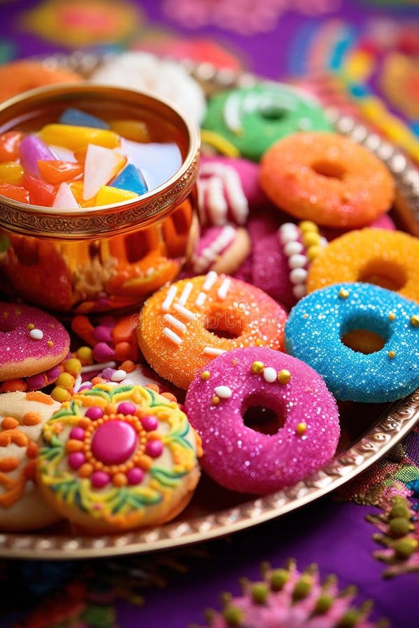 A Close-up Shot of Traditional Holi Sweets and Snacks Stock Photo ...