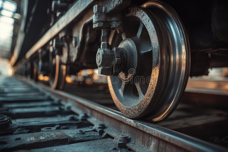 Close-up Shot of a Train Wheel on a Track Stock Image - Image of track ...