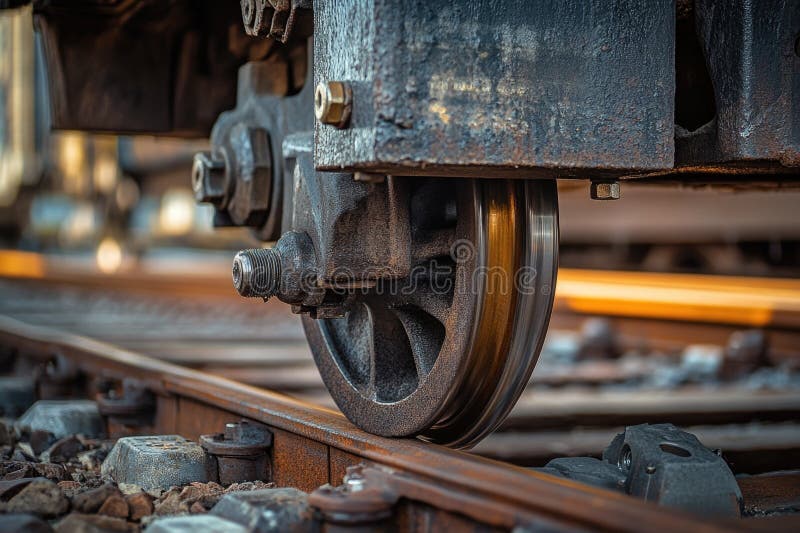 Close-up Shot of Train Wheels with Intricate Details and Textures Stock ...