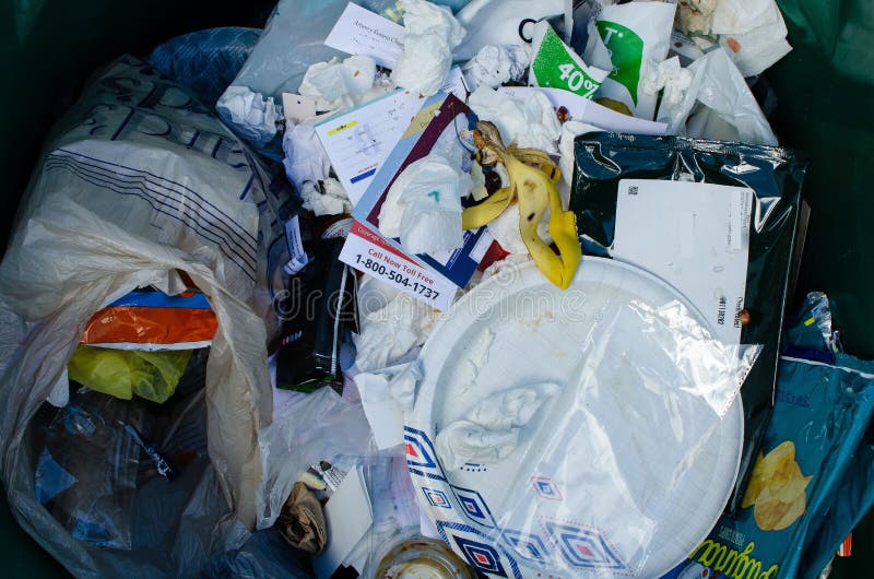 Close-up Shot of a Trashcan Full of Garbage Editorial Stock Photo ...