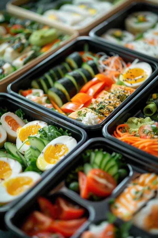 A Close-up Shot of a Tray Filled with Various Foods Stock Image - Image ...