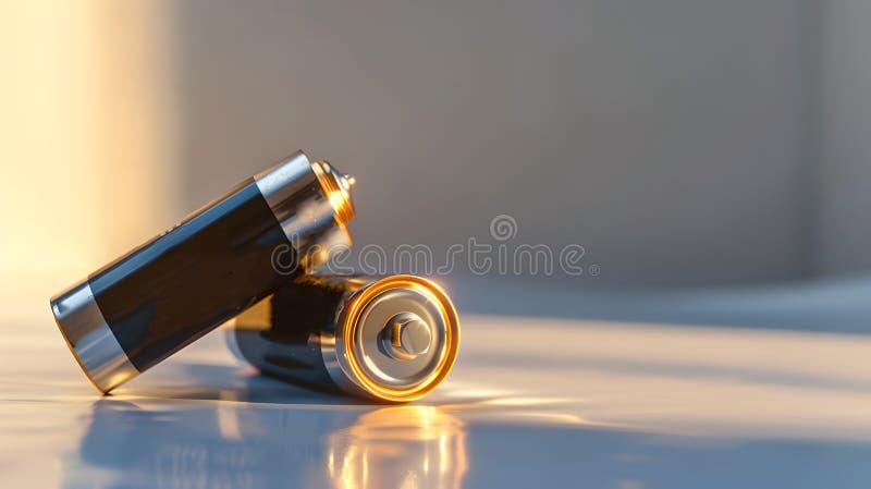 Close-up of AA Batteries on a Smooth Surface. Focus on Battery Detail ...