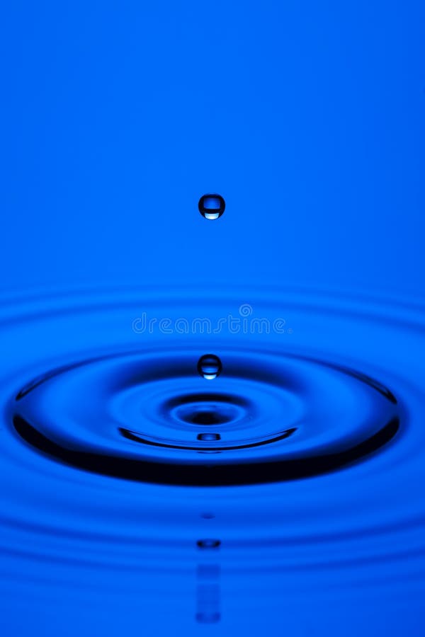 Close-up Shot of Two Blue Water Droplets on Tranquil Water Surface ...