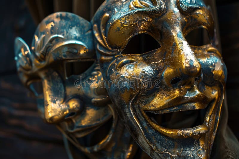 Close Up Shot of Two Masks on a Table. Suitable for Various Themes and ...