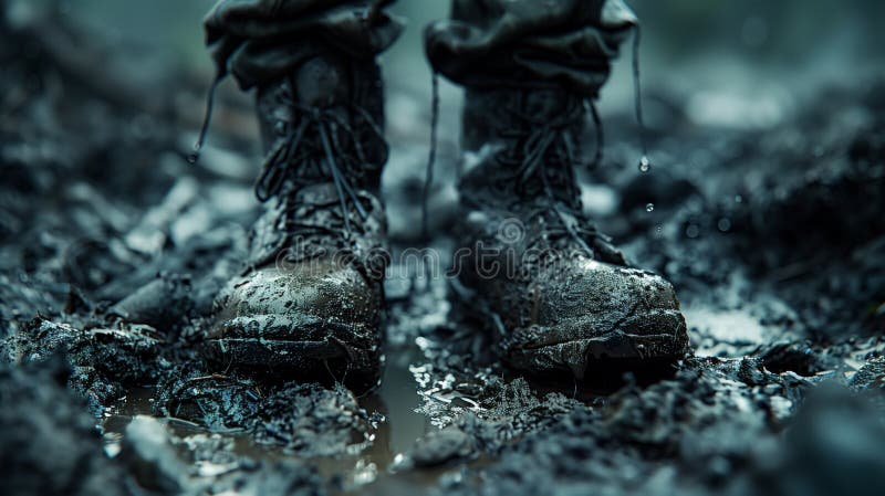 Closeup of Muddy Boots in a Forest Setting Stock Image - Image of trail ...