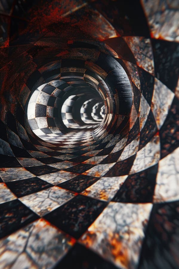 A Close-up Shot of a Unique Checkered Floor with a Spiral Pattern Stock ...