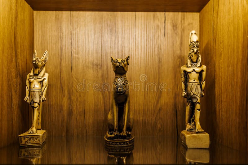 Close Up Shot Unique Interior Decorations Lit Dim Light Pyramids Giza ...