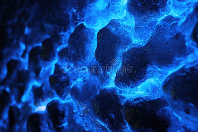 Close-up Shot of a Unique Rock Formation Lit by Blue Lights Stock Image ...
