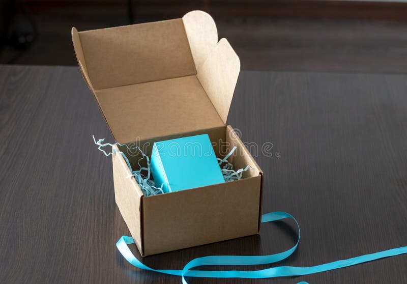 Close Up Shot of the Unwrapped Gift Box . Celebration Stock Photo ...