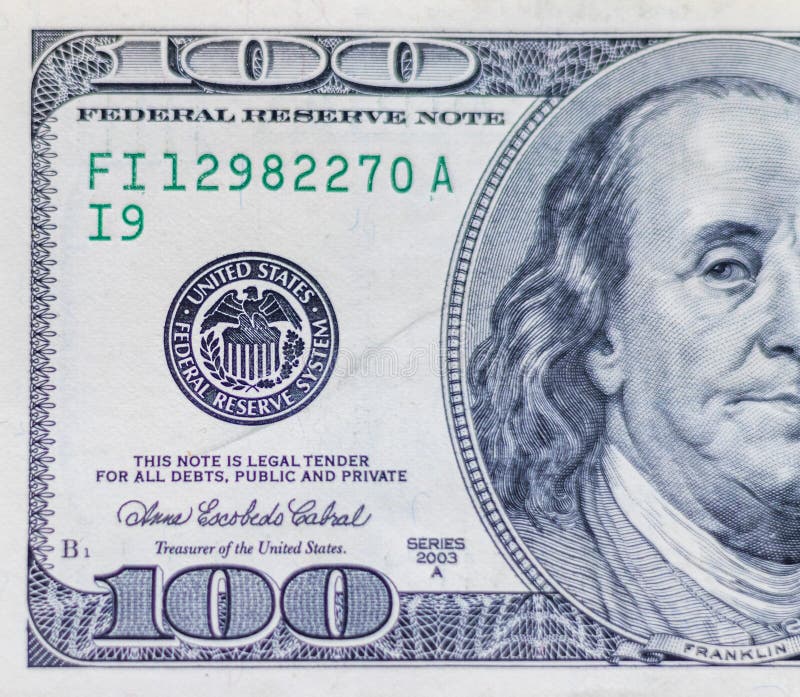 Close Up Shot of the 100 US Dollars Note Bill. Finance Stock Photo ...