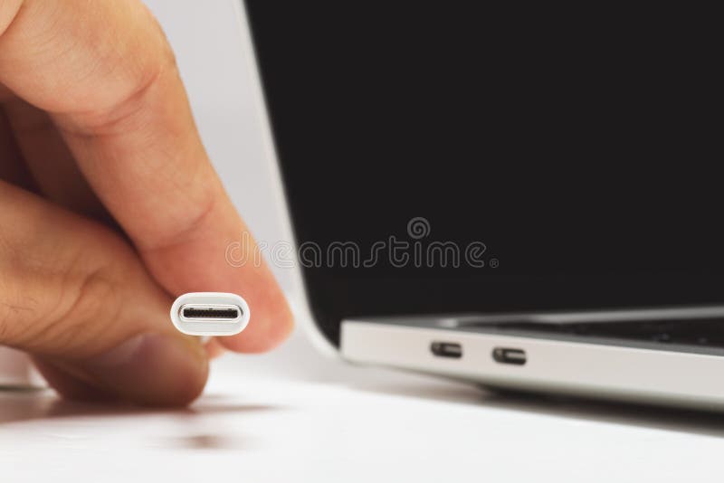 Close Up Shot of Usb C Cable by Holding it Stock Image - Image of ...
