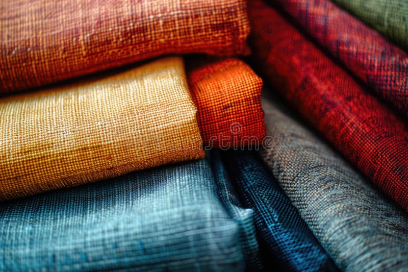A Close-up Shot of Various Colored Fabrics Piled Together Stock Photo ...