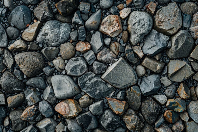 A Close-up Shot of Various Gray Pebbles with Subtle Patterns, Scattered ...