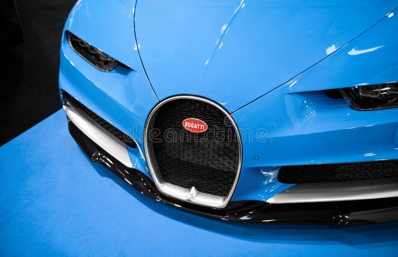 Front Part of Blue Bugatti Chiron Hypercar. Editorial Stock Photo ...