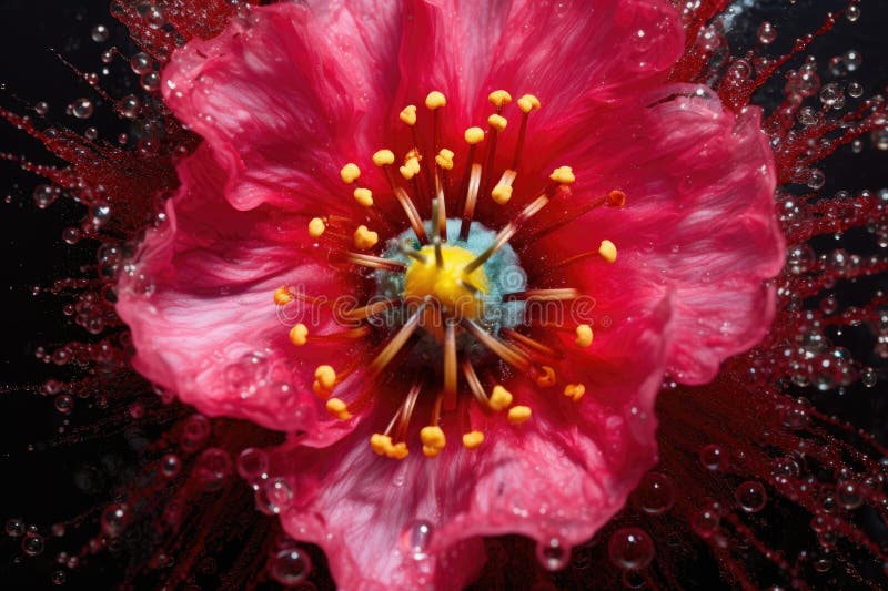 A Close-up Shot of a Vibrant, Exploding Pollen in the Center of a ...