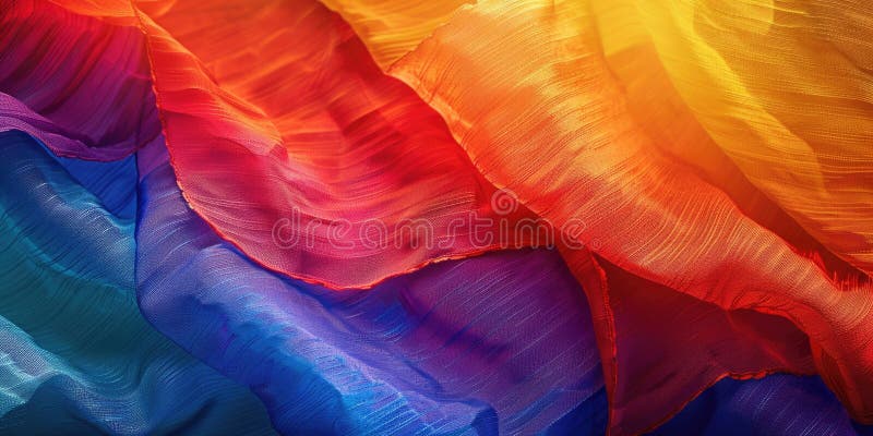 A Close-up Shot of a Vibrant Rainbow-colored Fabric with Intricate ...