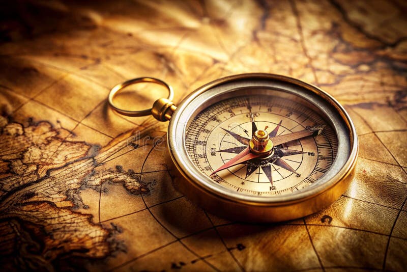 Navigation Compass. a Closeup View of an Antique Compass on an Old ...