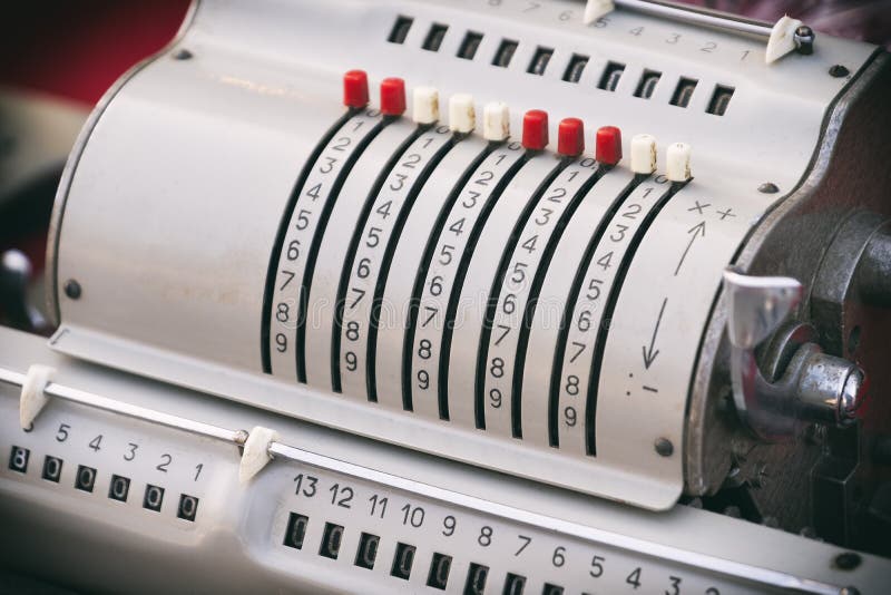 Close Up Shot of a Vintage Mechanical Calculator Stock Photo - Image of ...