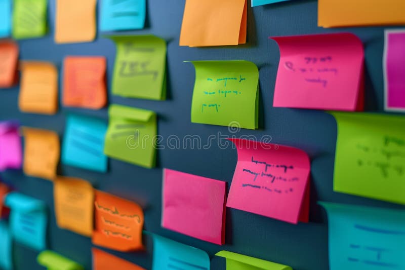 Colorful Sticky Notes on a Wall Stock Illustration - Illustration of ...