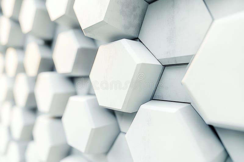 A Close-up Shot of a Wall Made Up of Interlocking White Hexagons Stock ...