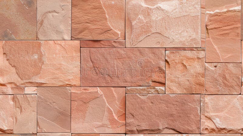 A Close-up Shot of a Wall Made of Red Sandstone Blocks. the Blocks are ...