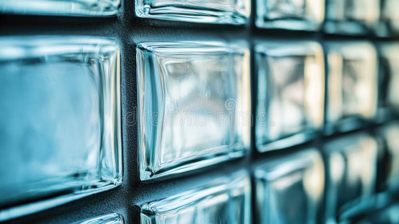 A Close-up Shot of a Wall Made of Transparent Glass Blocks Stock Image ...