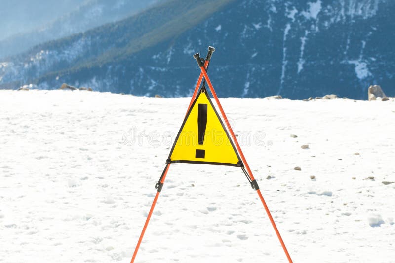 Close Up Shot of a Warning Sign at a Slope of a Ski Resort Stock Image ...
