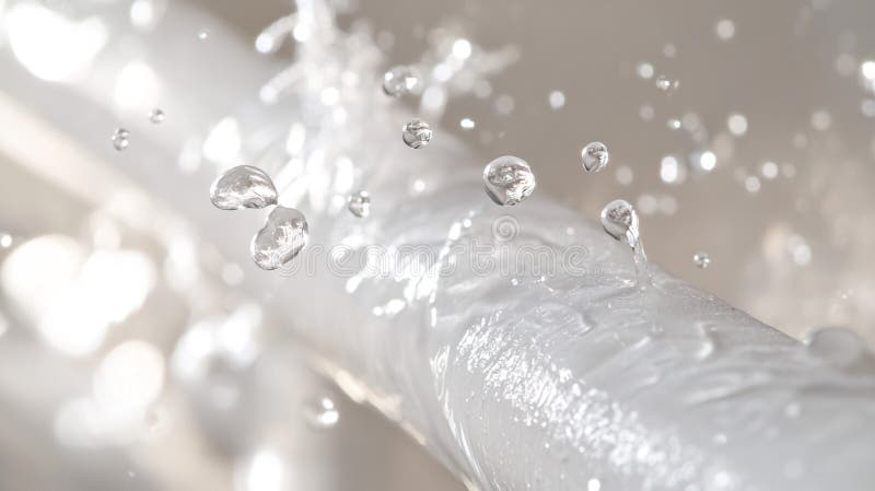 Water Droplets Splashing on Pipe Close Up Stock Illustration ...