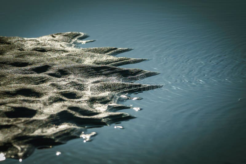 Close-up Shot of Water and Sand Patterns on Beach Stock Image - Image ...
