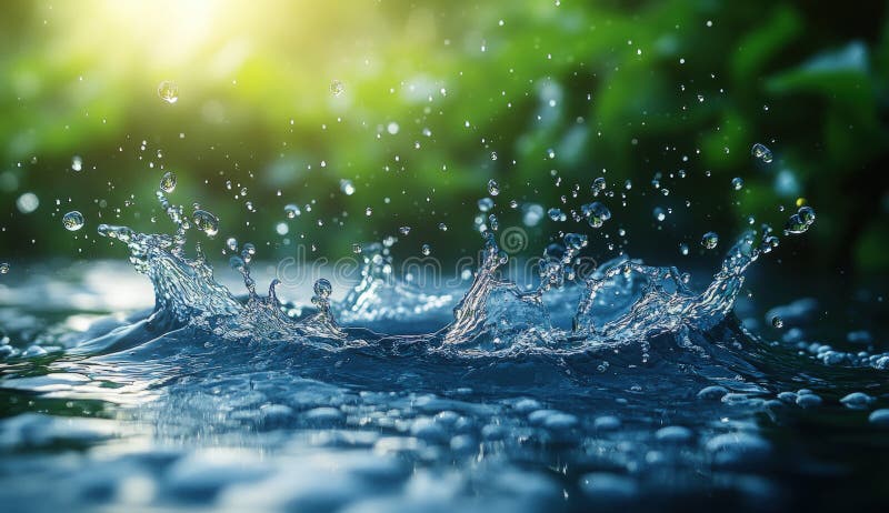 A Close-up Shot of a Water Splash, Creating Ripples and Drops Stock ...