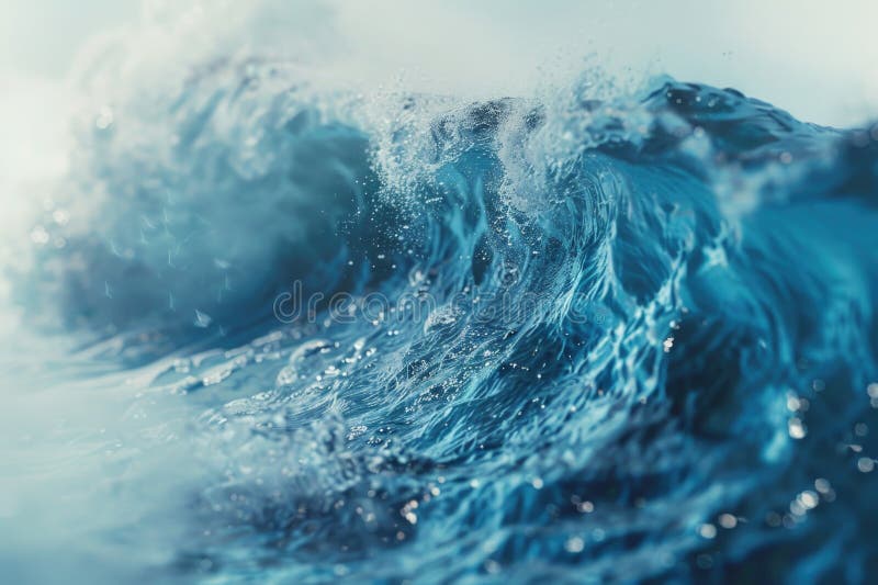 A Close-up Shot of a Wave in the Ocean with Foam and Water Movement ...