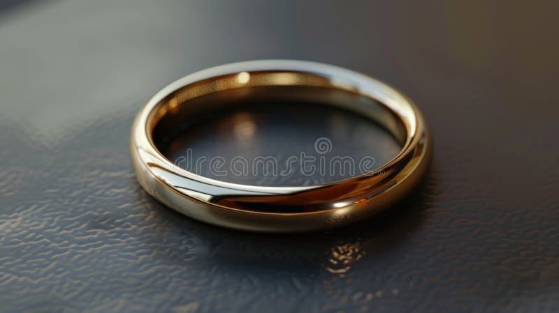 A Close-up Shot of a Wedding Ring Sitting Alone on a Table ...
