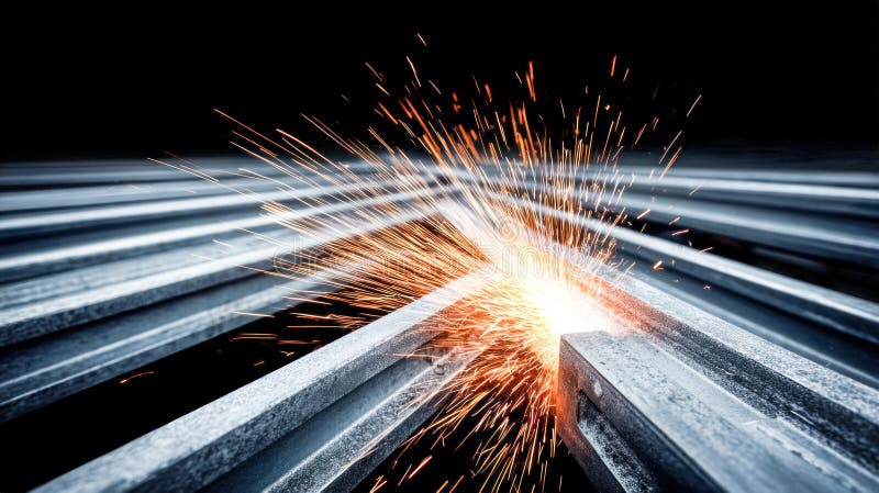 A Close-up Shot of Welding Sparks As they Fly during Metal Fabrication ...