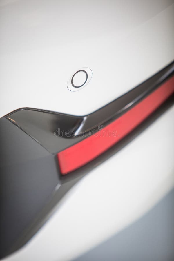 White Car Parking Sensor on the Bumper Stock Photo - Image of equipment ...