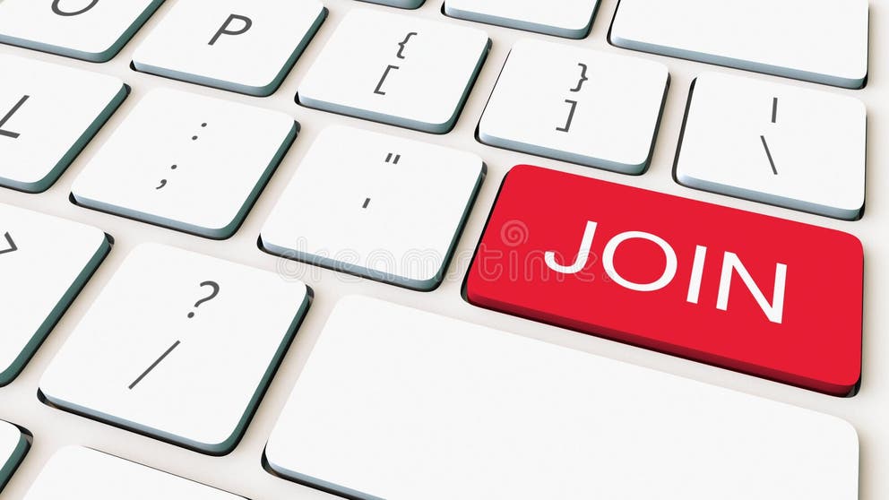Close-up Shot of White Computer Keyboard and Red Join Key. Conceptual ...