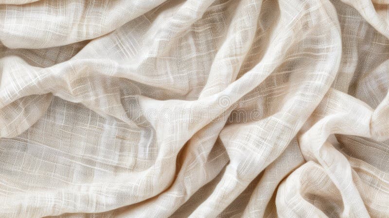 A Close-up Shot of White Linen Fabric with Wrinkles and Texture ...