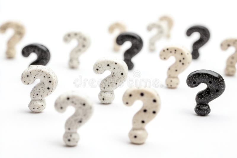 A Close-up Shot of a White Surface with Several Question Marks Stock ...