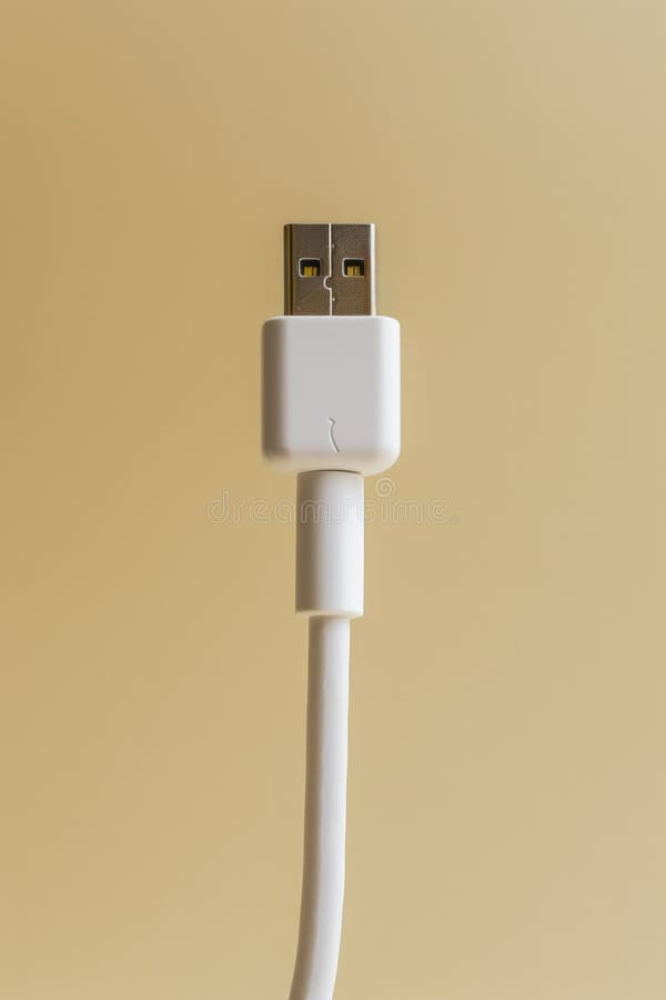 A Close-up Shot of a White USB Cable with Visible Details Stock Image ...