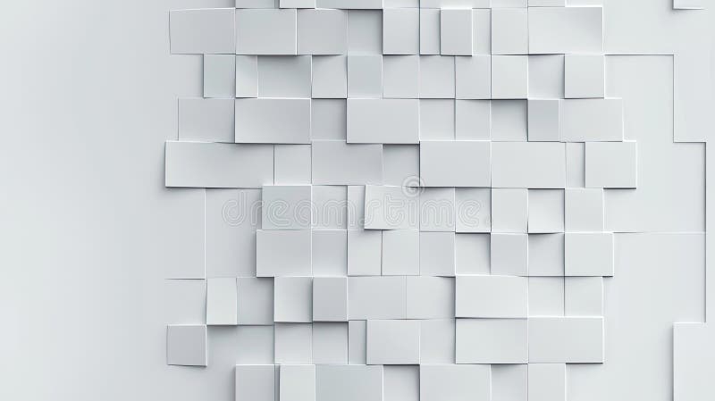 A Close-up Shot of a White Wall with a 3D Square Block Pattern Texture ...