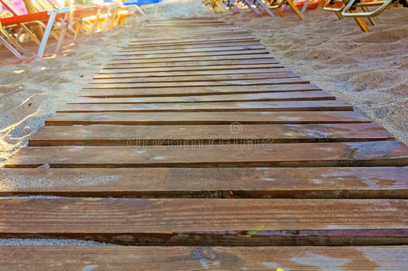Close Up Shot of a Wooden Beach Path Texture with Some Sand Stock Image ...
