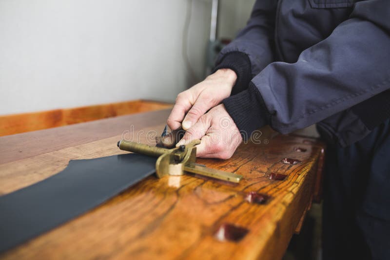 Old master on his work stock image. Image of leather - 121724213