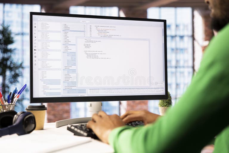 Close Up Shot of it Worker Using Coding Application, Close Up Stock ...