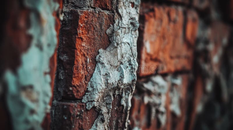 A Close-up Shot of a Worn-out Brick Wall with Peeling Paint, Great for ...