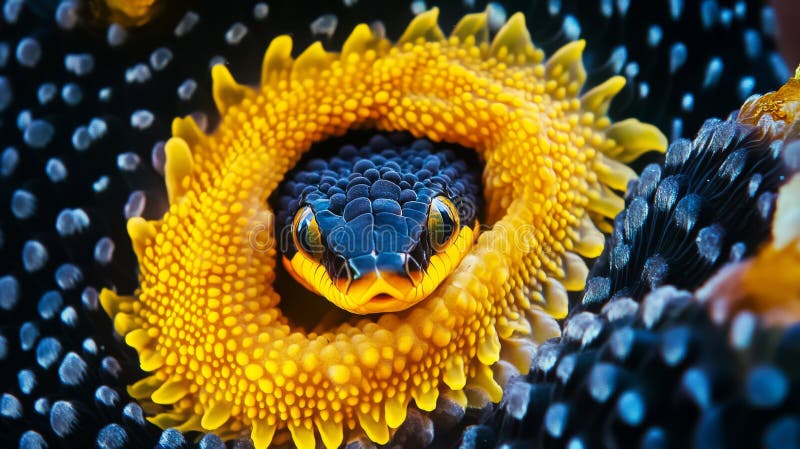 A Close-up Shot of a Yellow and Black Snake Looking at the Camera ...