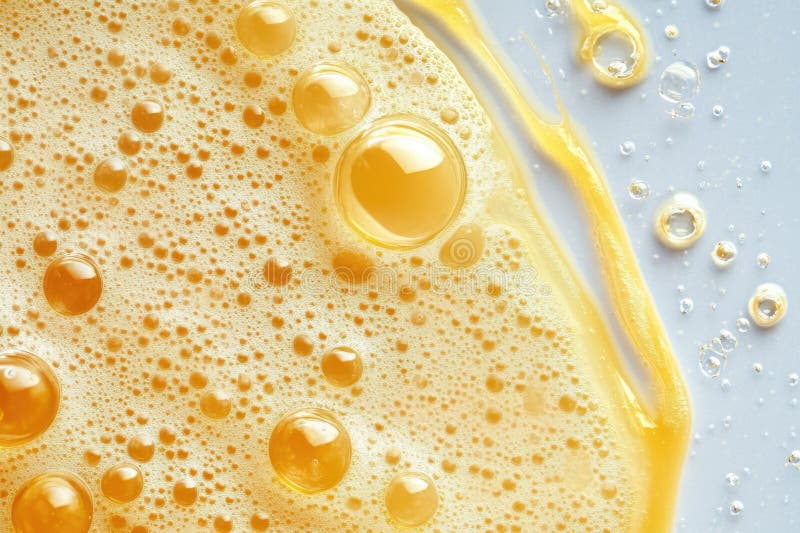 A Close-up Shot of a Yellow Liquid with Visible Bubbles, Possibly a ...